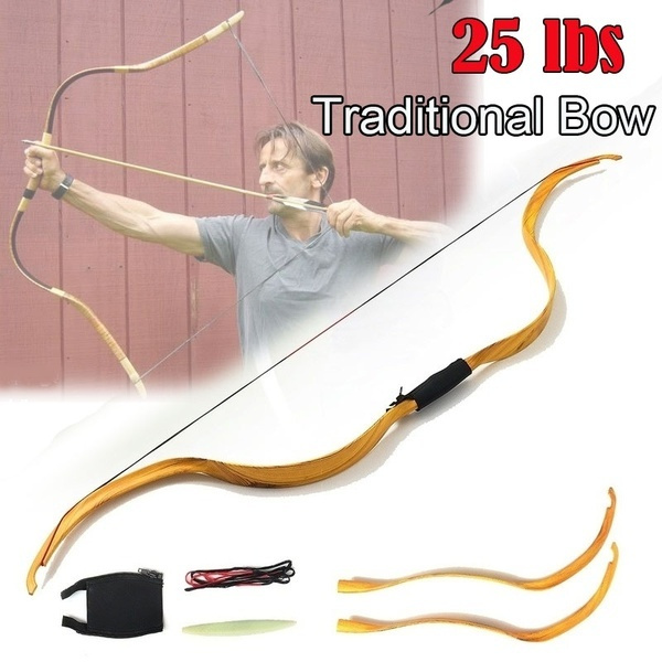 25lbs Wooden Split Traditional Bow Archery Bow for Outdoors Hunting ...