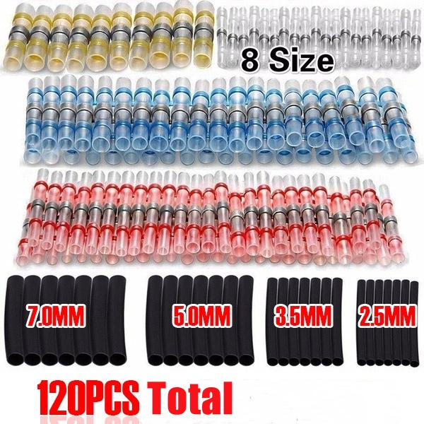 120PCS Solder Sleeve Connectors + Wire Tubing - Heat Shrink Electrical ...