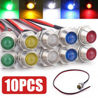 10Pcs/Set 12V LED Indicator Light Lamp Bulb Pilot Dash Panel Car Truck ...