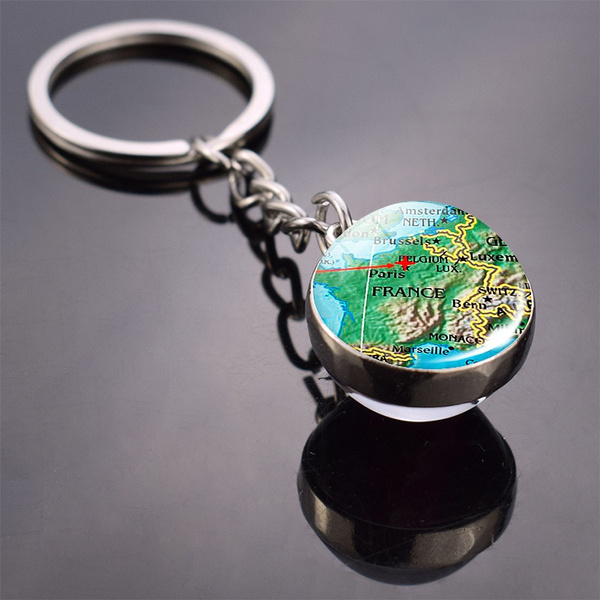 Vintage Countries Map Keychain Spain Germany Italy France Japan Map ...