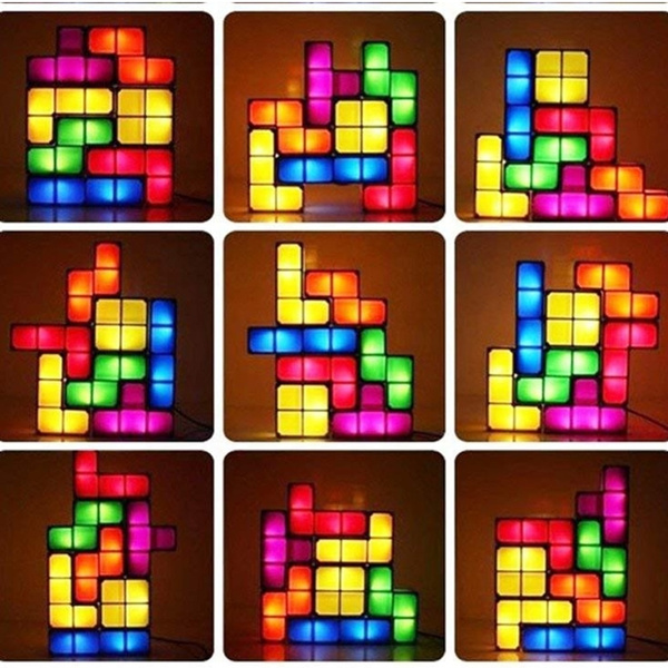 Novelty Tetris Night Light Colorful Stackable Tangram Puzzles 7 Pieces ...