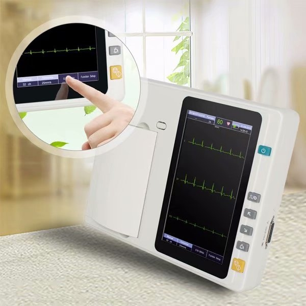 Portable 7'' LCD Touch Screen Digital 3 Channel Electrocardiograph ECG ...