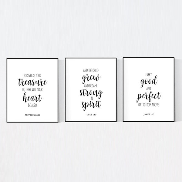 Matthew Bible Verse Poster Prints 3 Panels Modern Living Room ...