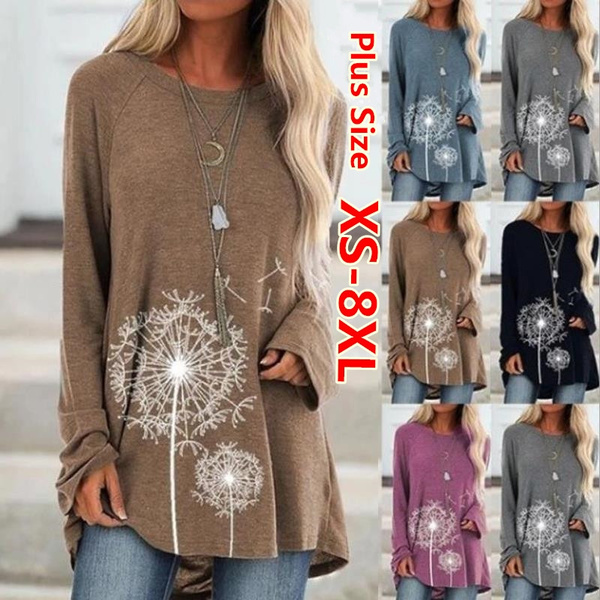 XS-8XL Women's Fashion Autumn and Winter Clothes O-neck Long Sleeve ...