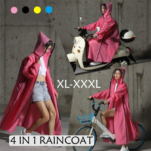 Plus Size XL-XXL Raincoat Bicycle Riding Poncho Hiking Long Jacket ...