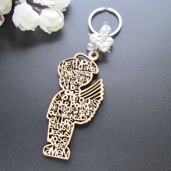 Baptism Wood Design Keychain Favors (12Pcs) with Angel for Girl Pink ...