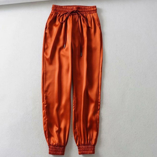 Women's Elastic Waist Sports Casual Feet Pants Slippery Trousers | Wish