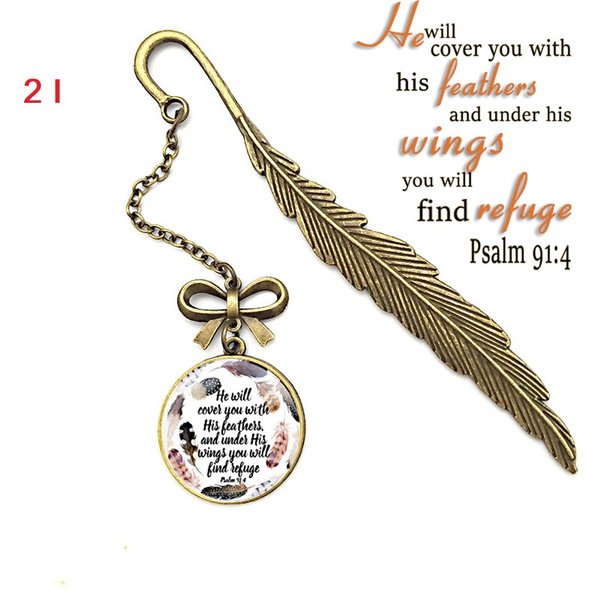 Christian Metal Bookmark, Scripture Feather Inspirational Bookmarks ...
