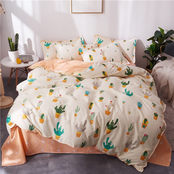Cactus Print Home Living Bedding Sheet and Duvet Cover and Pillowcase ...