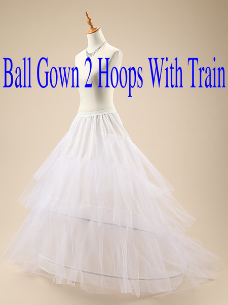 Lace up Ruffled Ball Gown Petticoats 2 Hoops/Rings With Train Wedding ...