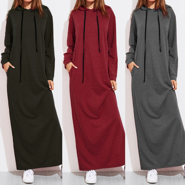 Autumn Winter Women Sweatshirt Dress Long Sleeve Pullover Loose Dress ...