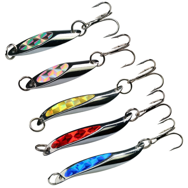 30Pcs Silver Fishing Spoons Lure Kit Jigging Ice Fishing Spinner Lures ...