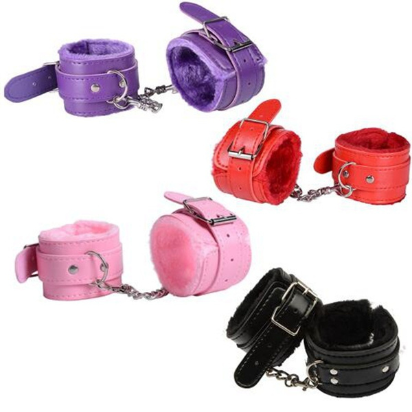 Sexy Adjustable Furry Handcuffs Plush Handcuff Ankle Cuff Restraints ...