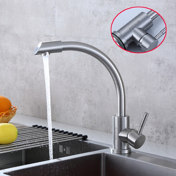 Moon-shaped Elbow Stainless Steel Faucet Rotatable Hot and Cold Faucet ...