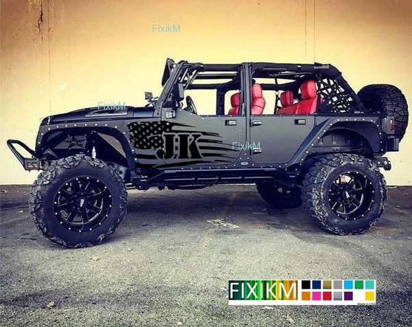 for Jeep Wrangler JK KL American flag vinyl decal body graphics USA ...