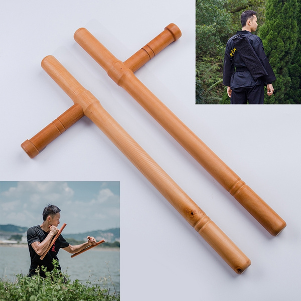 T Sharp Tonfa Ancient Martial Arts Double Wooden Crutches Chinese ...