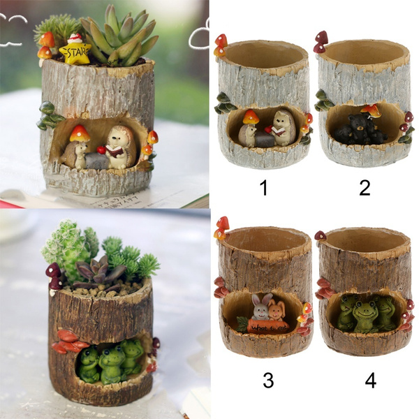 Cute Hedgehog/Black Bear/Rabbit Picnic/Frog Flower Sedum Succulent Pot ...