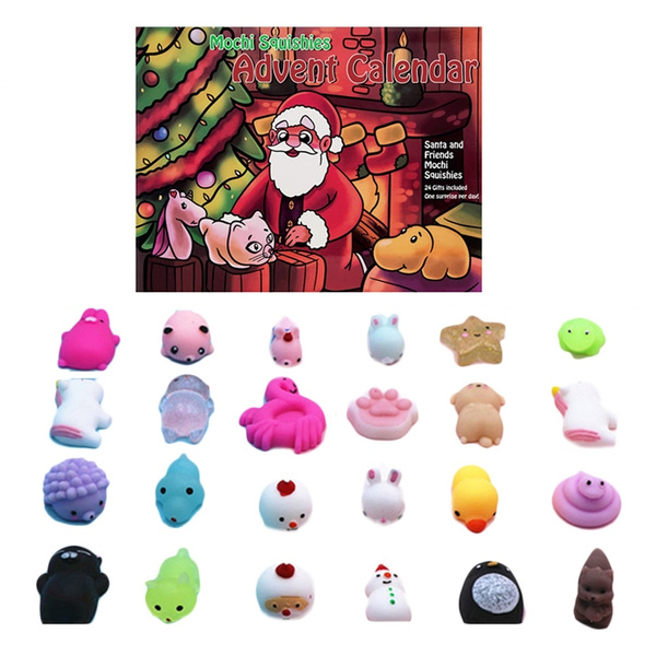 Christmas Countdown Calendar Toy Set with 24 Cute Animal Decompressed ...