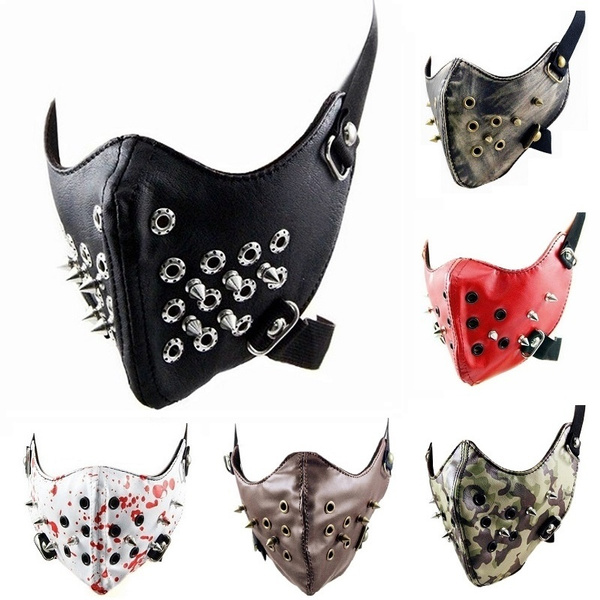 Steampunk Metal Rivet Punk Biker Motorcycle Half-face Mask Masquerade 7 ...
