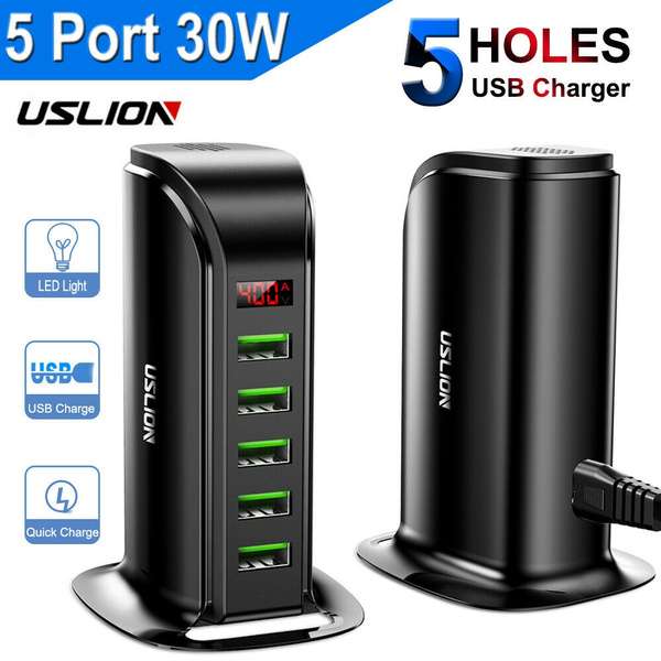 Hot 5 Ports Multi USB Charging Station Hub Smart Charger LED Display ...