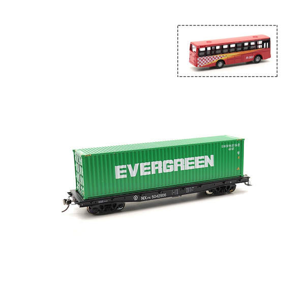 HO Scale One Flat Car with 40ft Shipping Container Carriage Flatbed 1: ...