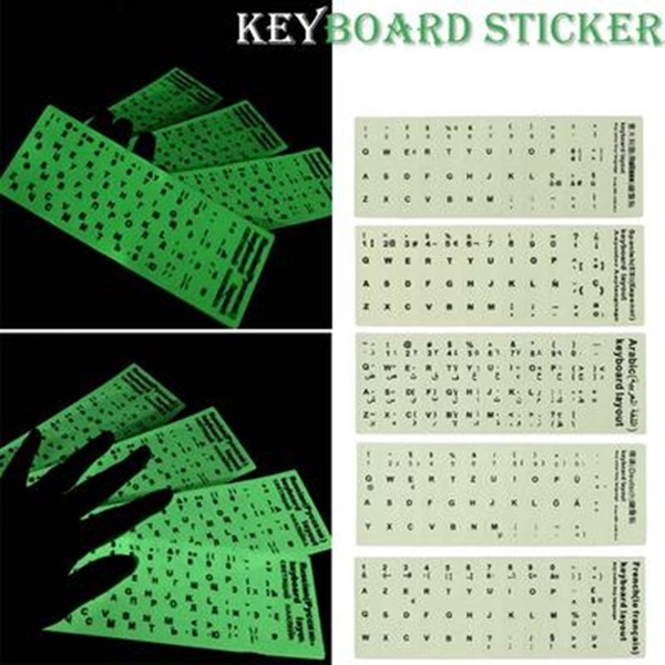 5 Language Laptop Fluorescent Protective Film Waterproof Luminous ...