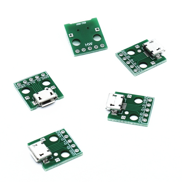 10pcs MICRO USB To DIP Adapter 5pin Female Connector B Type PCB ...