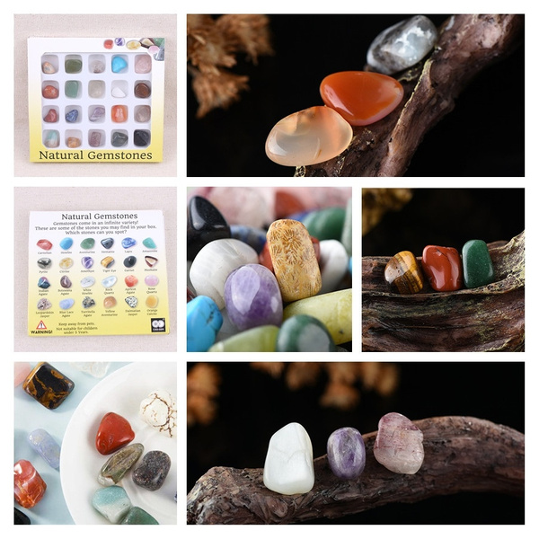 20 Pcs Mix Natural Gemstone Mineral Rocks Samples Educational Geology ...