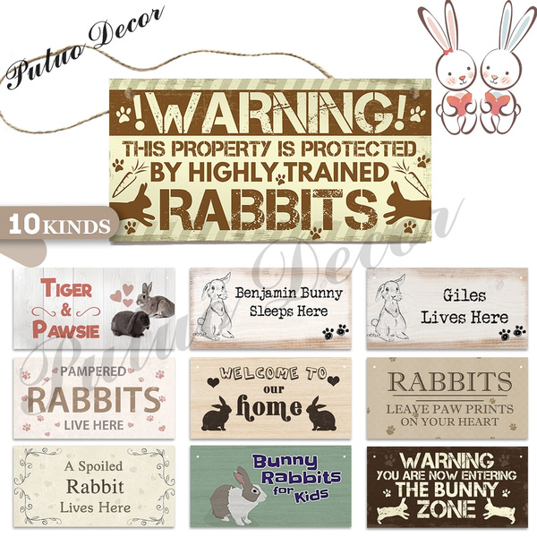 10 Kinds of Rabbit Signs Gift Wooden Hanging Plaques Home Decoration（3. ...