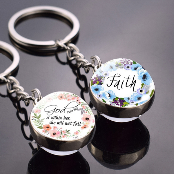 Bible Verse Key Chains God Is Within Her She Will Not Fall Double Side ...