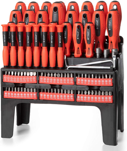 100 Piece Magnetic Screwdriver Set with Organizer Rack | Wish