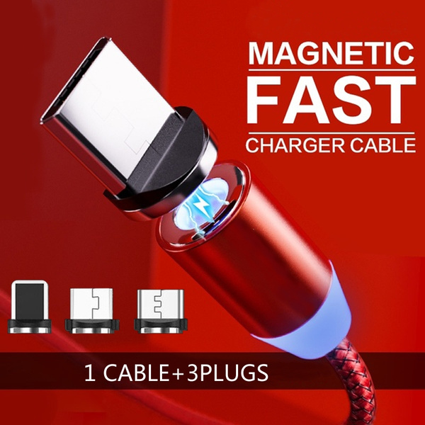 2.4A Quick Magnetic USB-C Type C/IOS/Micro USB 360 Round Fast Charger ...