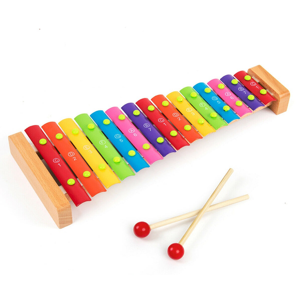 1 Set Wooden Xylophone Hand Knock Piano 15-Tone Musical Instruments ...