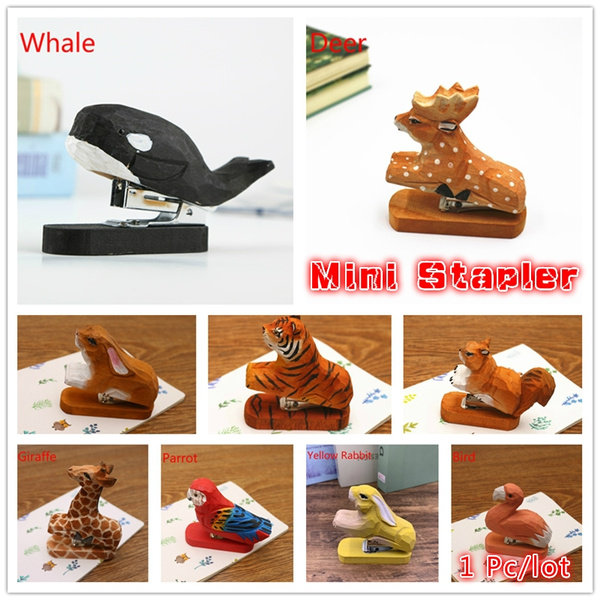 1 Pcs Cute Wooden Mini Stapler Office Student Small School Home Paper ...