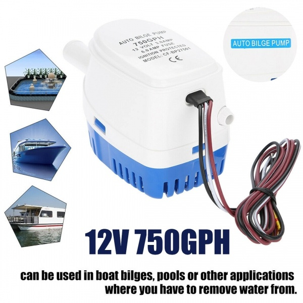 12V 750GPH Marine Automatic Submersible Auto Bilge Water Pump Float ...