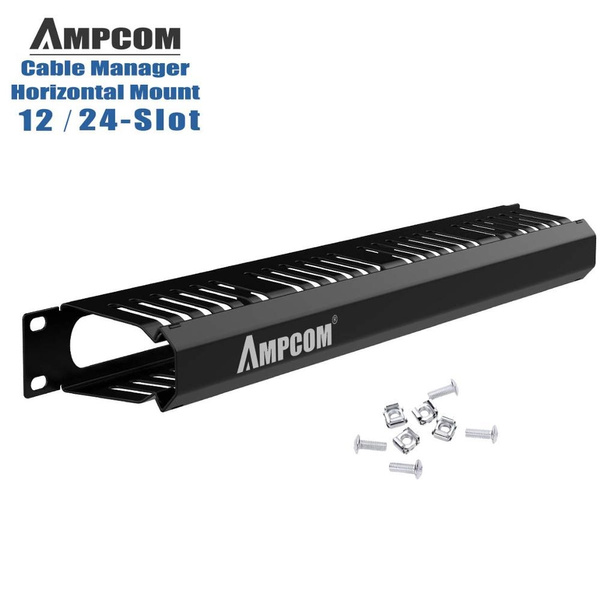 AMPCOM 1U/2U Cable Management Horizontal Mount 19 inch Server Rack , 12 ...