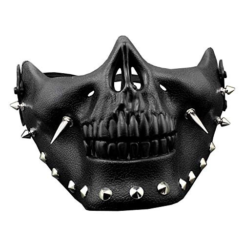 Steampunk Mask Men Masquerade Skeletal Spike Half Face Skull Mask ...