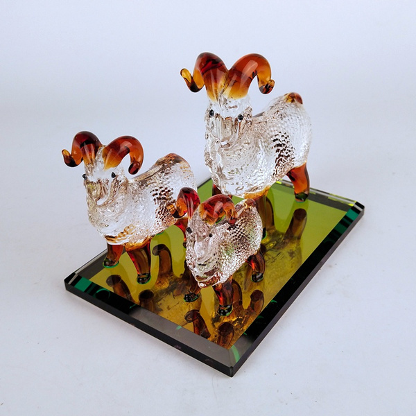 Crystal Animals 3 Sheep Collectible Figurine Paperweight Table Decor ...
