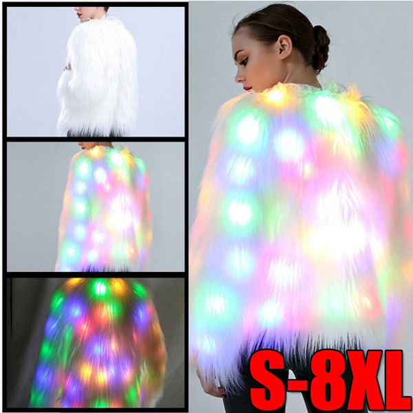 New Women's Fashion LED Fur Coat Stage Costumes Female Costume LED ...