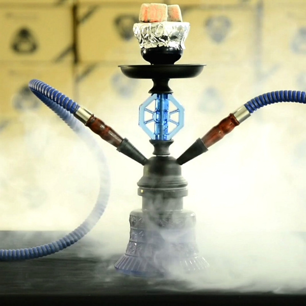 Portable Double Hose Glass Hookah Arabian Shisha Set Nargile Chicha ...