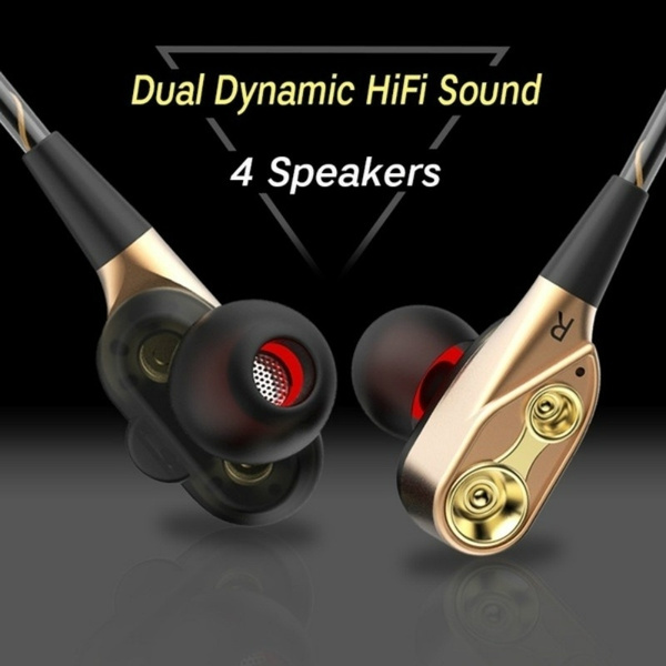 Dual-Dynamic Quad-core 3.5mm Noise Isolation Sport In-ear Earphone with ...