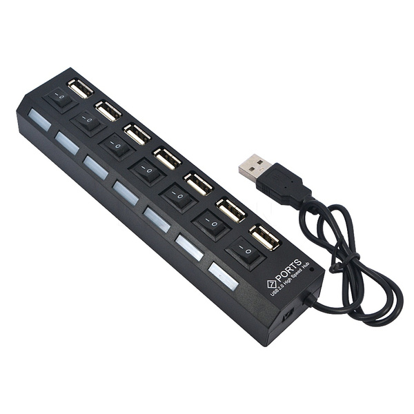 7 Ports High Speed USB Hub 480 Mbps USB 2.0 Hub On/Off Switch Hub USB ...