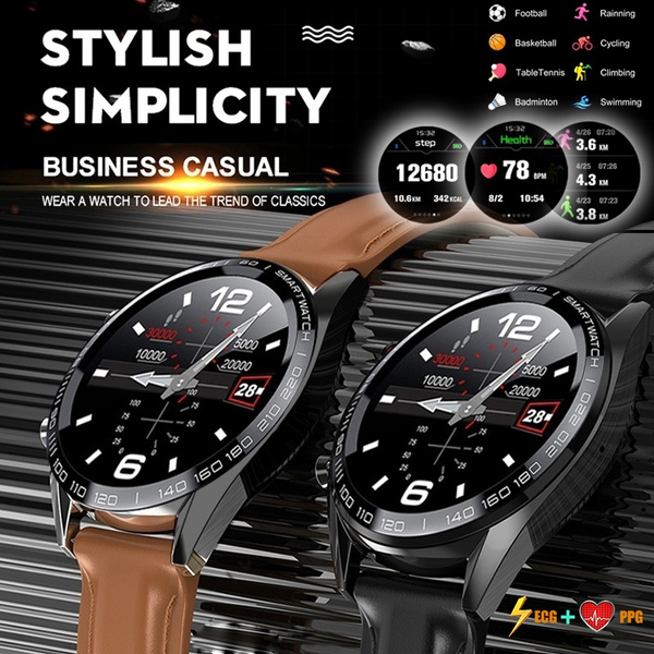 ECG+PPG Men Smart Watch IP68 Waterproof Heart Rate Blood Pressure Blood ...