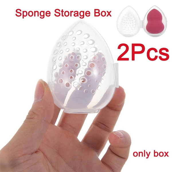 2PCS Travel Cosmetic Sponge Beauty Makeup Drying Storage Box Makeup ...