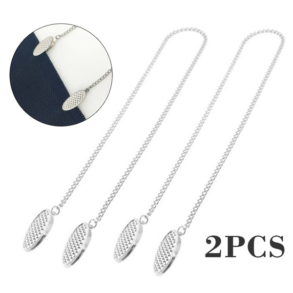 2Pcs Silver Neck Chain Clip Napkin Bib Serviette Towel Holder Handy New ...