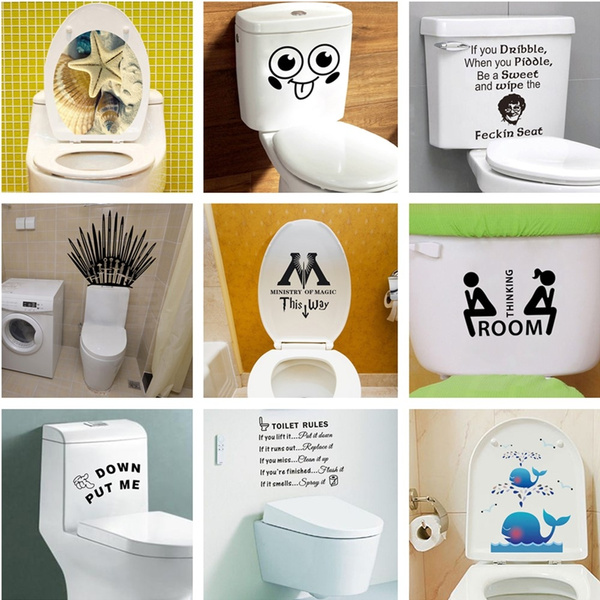9 Style Toilet Sticker New Removable Waterproof Decorative Sticker | Wish