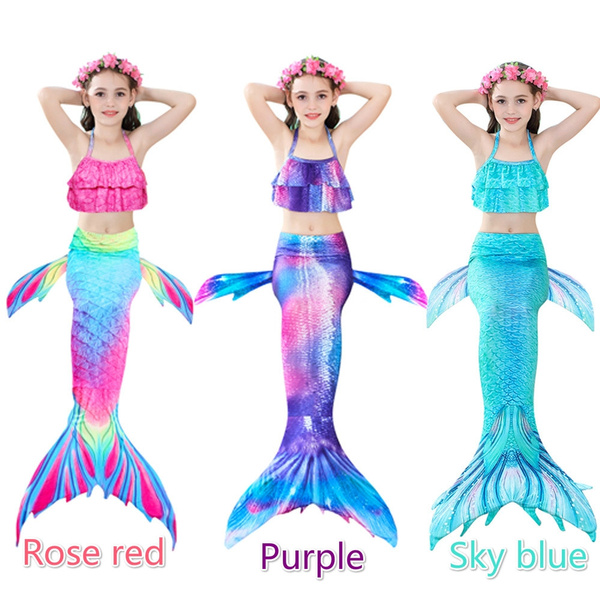 Kids Mermaid Swimsuit Bikini Girls Mermaid Tail with Finned Swimsuit ...