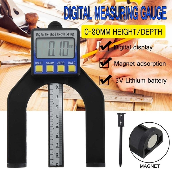 Digital Height Depth Gauge Slide Caliper Vernier Ruler Metric Measuring ...