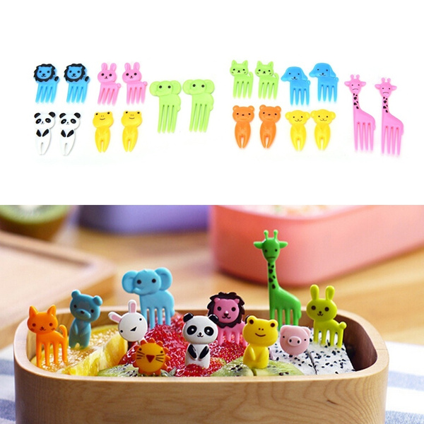 10Pcs Cute Mini Animal Farm Cartoon Food Picks Children Snack Cake ...