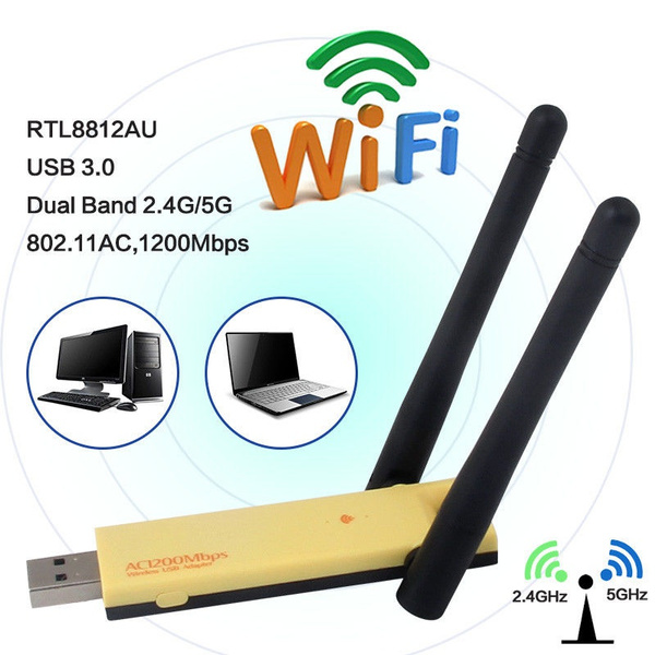 USB Adapter 1200Mbps RTL8812 Wireless Network Card 5Ghz 2.4Ghz 802.11ac ...